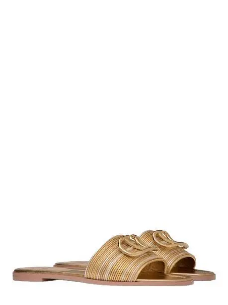 Valentino Garavani Vlogo Signature Slide Sandal - Star Gold Multicolor