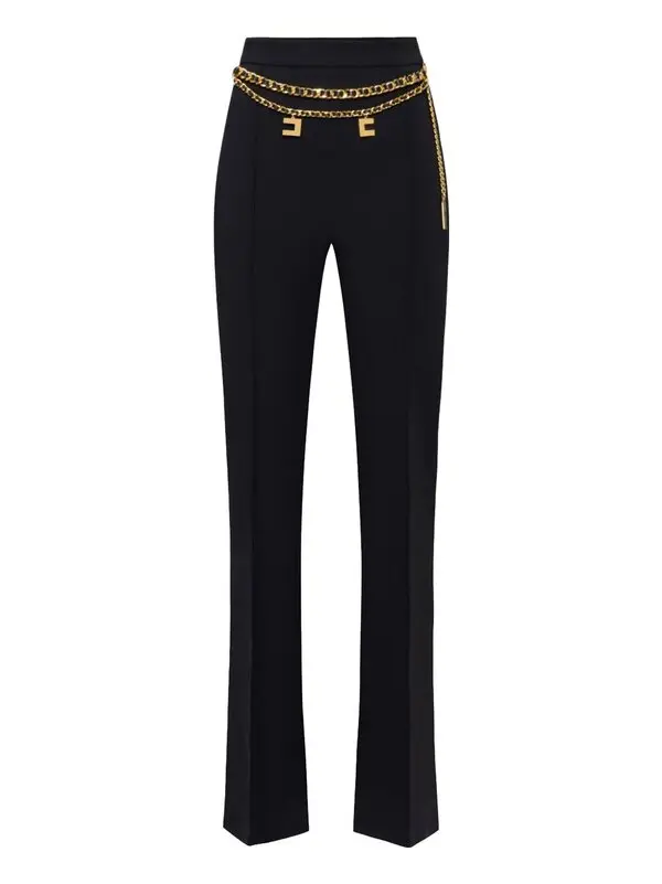 Elisabetta Franchi Belted Crepe Palazzo Trousers - Black