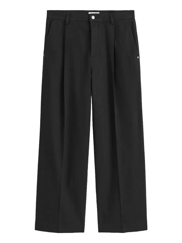 Cos Pleated Wide-leg Denim Pants - Black
