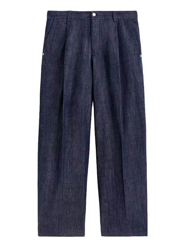 Cos Pleated Wide-leg Denim Trousers - Indigo