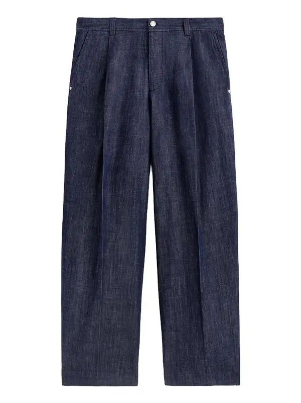 Cos Pleated Wide-leg Denim Pants - Indigo