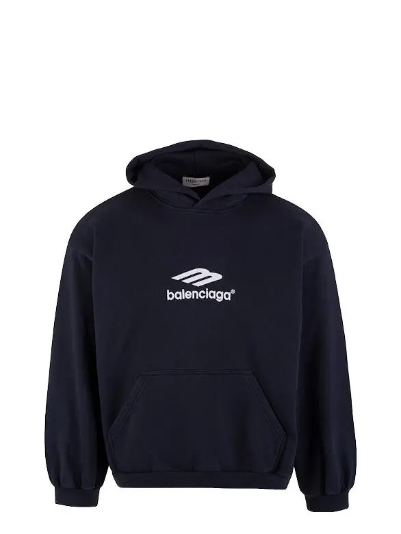 Balenciaga 3b Sport Embroidered Hoodie - Navy Blue