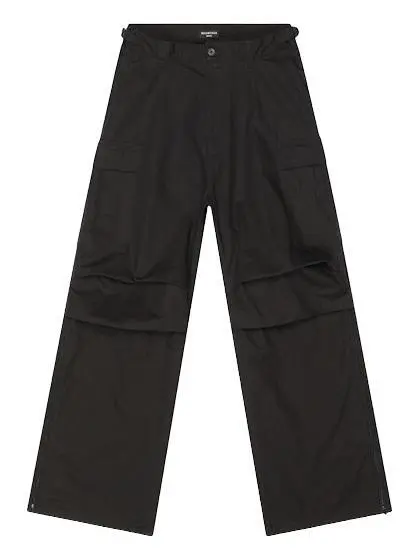 Balenciaga Cotton Ripstop Pulled Cargo Pants - Black