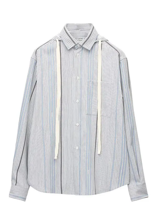 Loewe Jacquard Hooded Wool And Cotton Shirt - White/light Blue