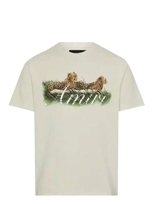 Amiri Cheetah Logo Tee Shirt - Alabaster