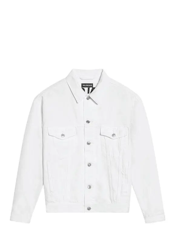 Balenciaga Embroidered Logo Japanese Denim Jacket - White/black