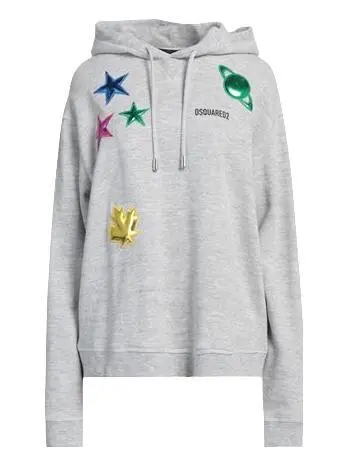 Dsquared2 Light Cotton Blend Sweatshirt With Appliqués - Light Grey