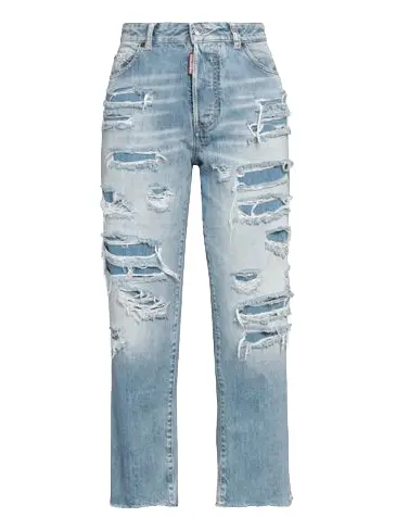 Dsquared2 Jeans In Cotton And Calfskin - Blue