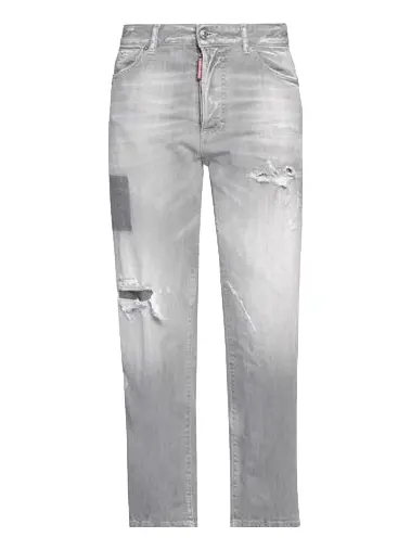 Dsquared2 Straight-leg Jeans With Leather Trim - Grey