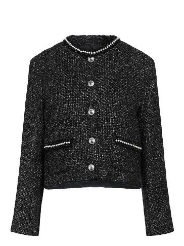 Maje Tweed Jacket With Appliqués - Black