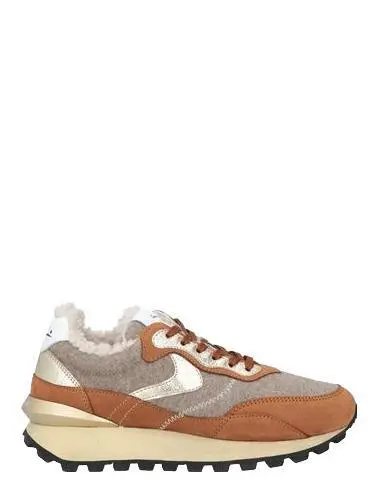 VOILE BLANCHE Taupe Leather And Textile Sneakers - Grey