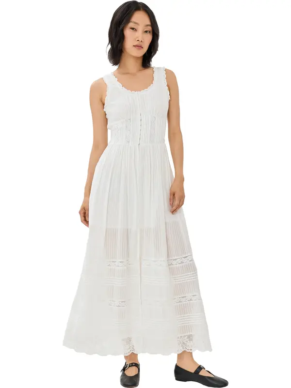 LoveShackFancy Santelle Maxi Dress - True White
