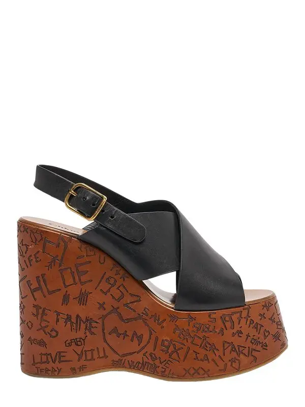 Chloé Maxime Leather Platform Sandals - Black