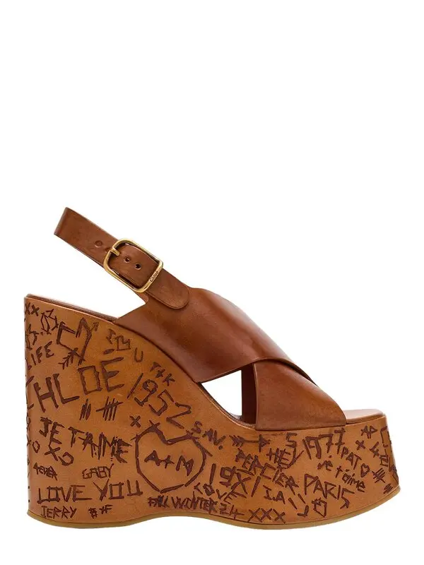 Chloé Maxime Leather Platform Sandals - Ginger Brown