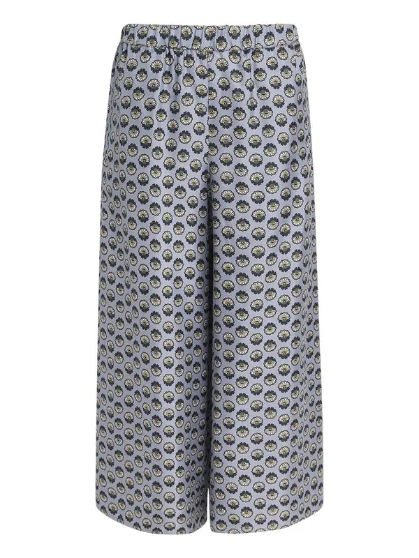 Max Mara Silk Printed Trousers - Blue