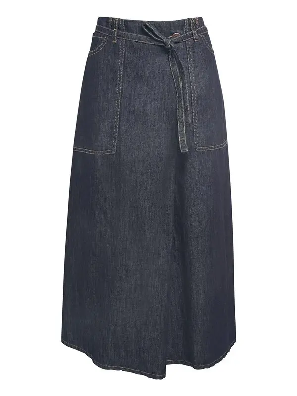 Max Mara Denim Midi Skirt - Navy