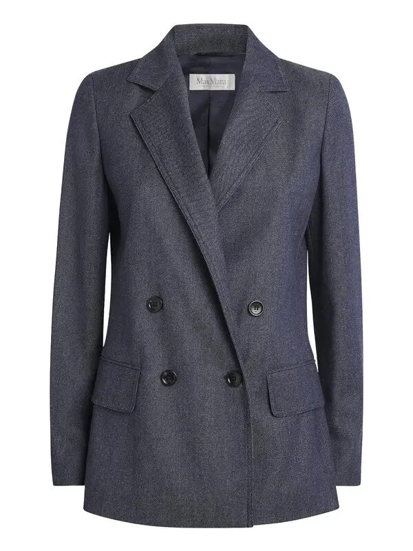 Max Mara Virgin Wool Double-breasted Blazer - Blue