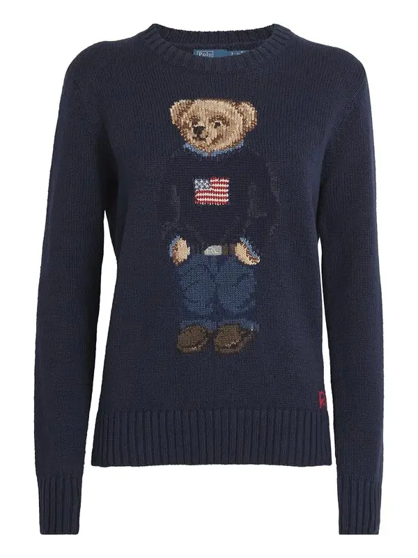 Polo Ralph Lauren Cotton-linen Polo Bear Sweater - Navy
