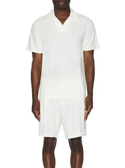 Frescobol Carioca Faustino Terry Cotton Blend Short Sleeve Polo - Ivory