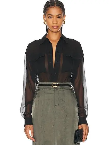 Saint Laurent Button Up Top - Noir