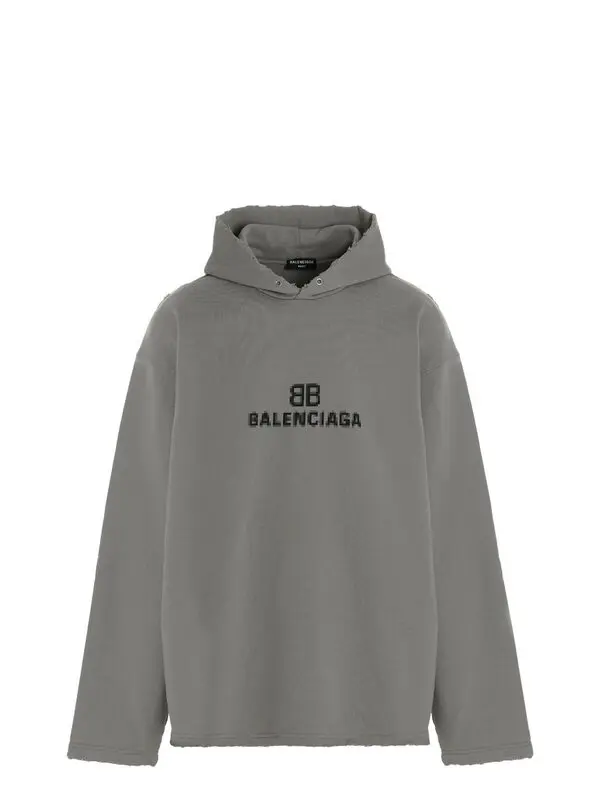 Balenciaga Distressed Bb Pixel Hoodie - Taupe