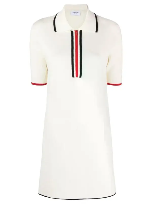Thom Browne Rwb-stripe Virgin Wool Dress - Neutrals