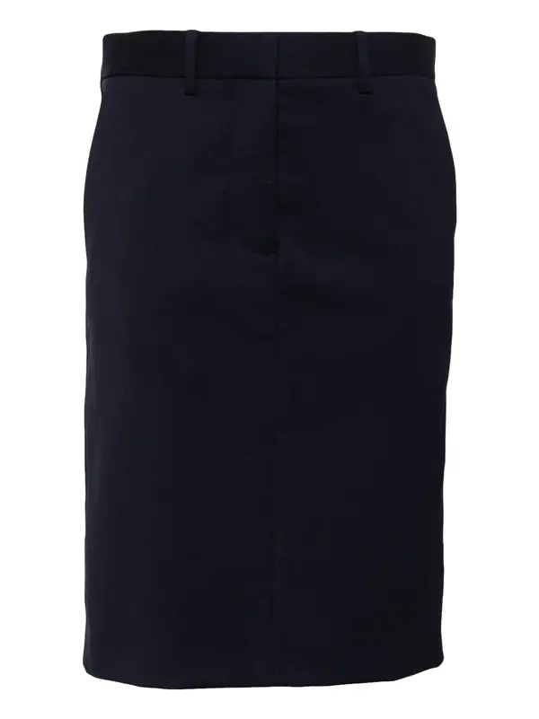 Helmut Lang Straight Virgin Wool Skirt - Blue