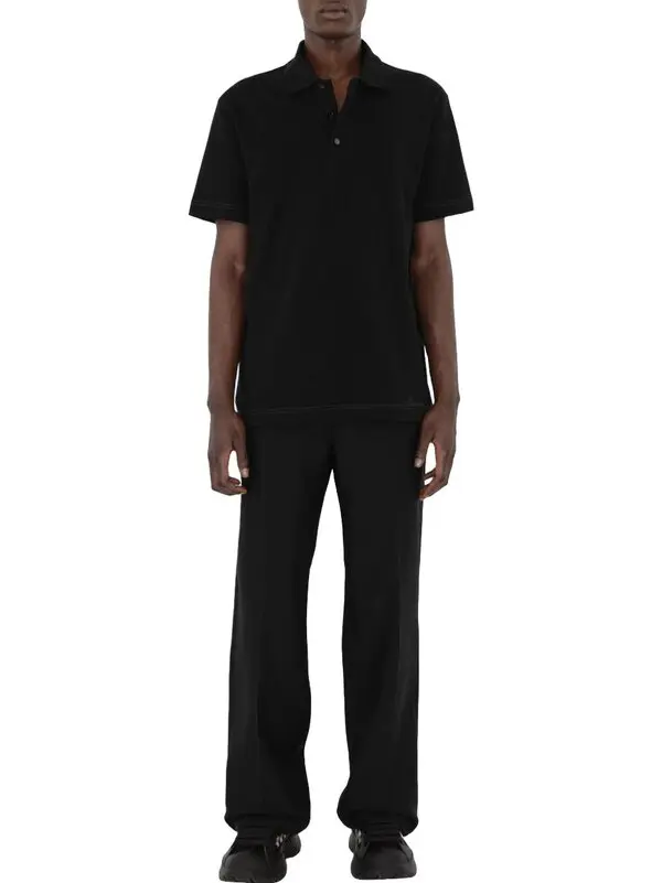 Burberry Logo-embroidered Cotton Polo Shirt - Black