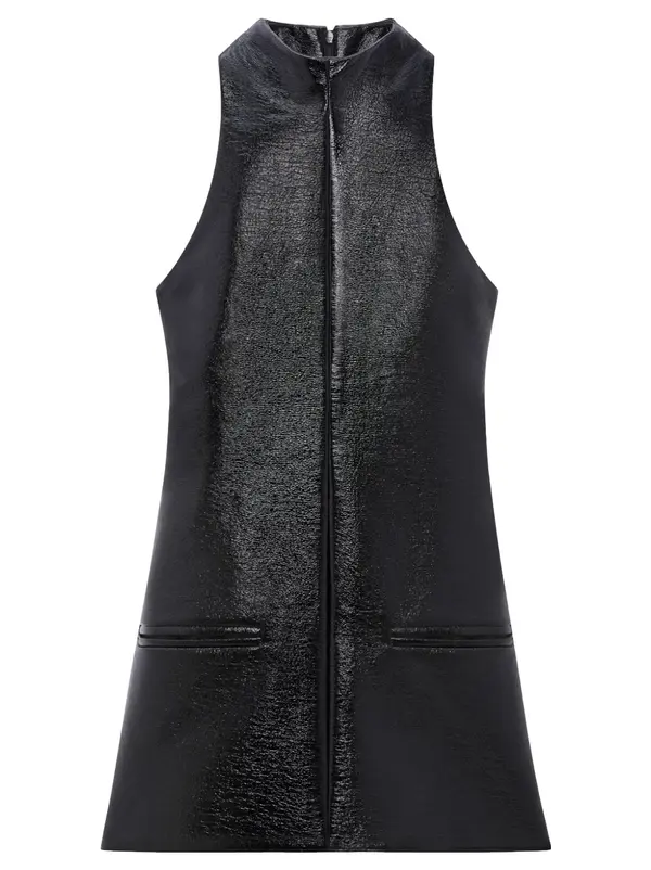 COURREGES Sleeveless Vinyl A-line Dress - Black