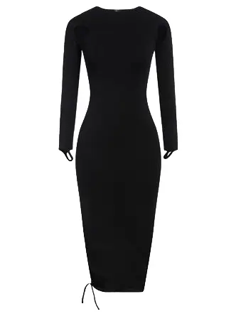 ANDREĀDAMO Midi Bodycon Dress - Black