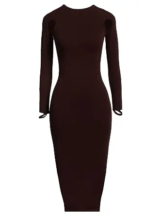 ANDREĀDAMO Midi Bodycon Dress - Brown