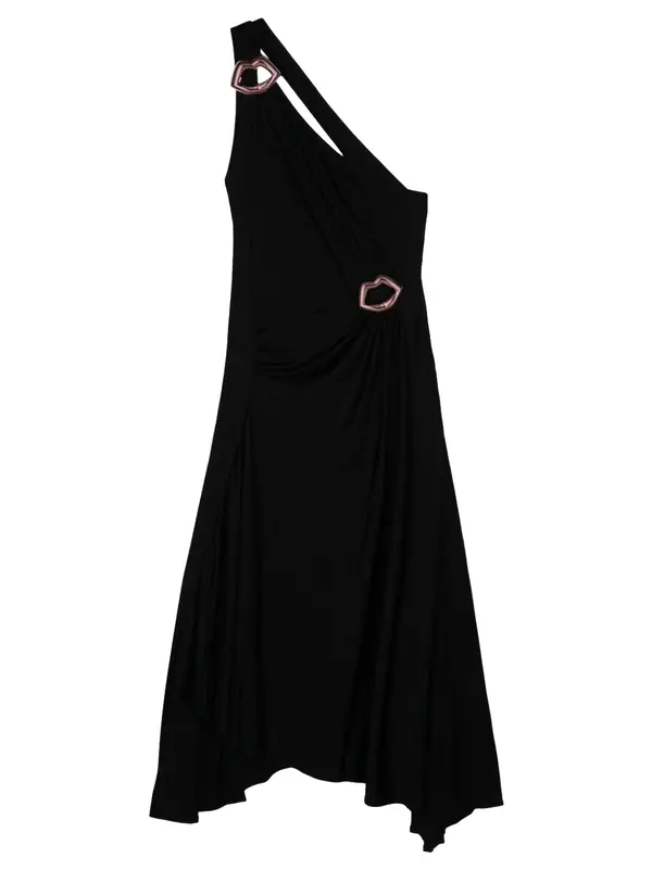 Sonia Rykiel Paris Lips-motif Asymmetric Midi Dress - Black
