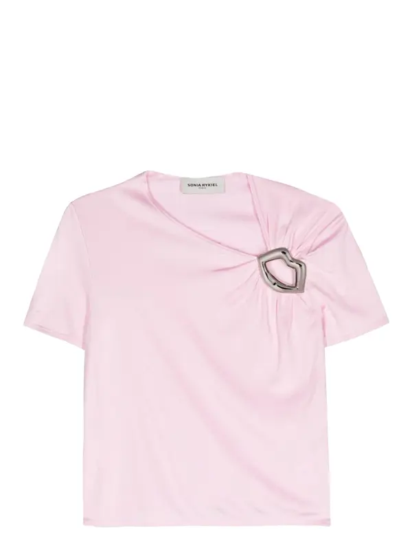 Sonia Rykiel Paris Lips-motif Asymmetric T-shirt - Pink