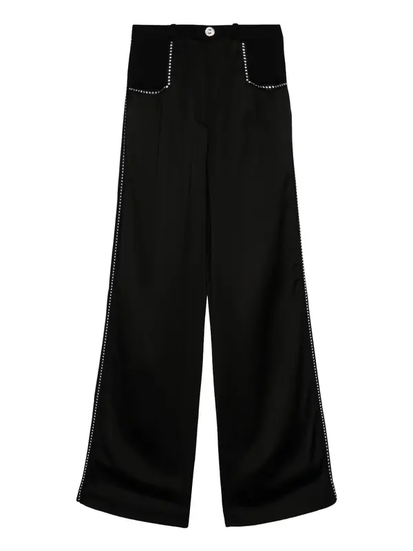 Sonia Rykiel Paris Crystal-embellished Wide-leg Trousers - Black