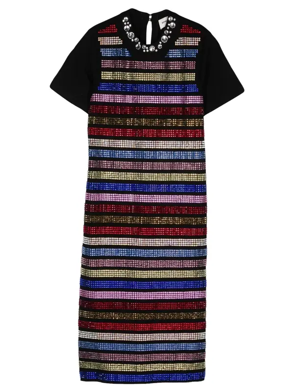Sonia Rykiel Paris Crystal-embellished Striped Midi Dress - Black