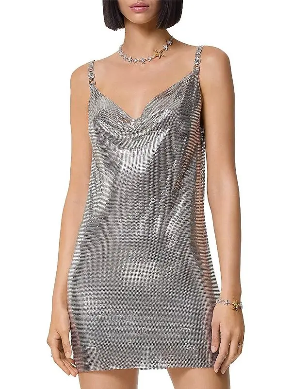Versace Aluminum Metal Mesh Mini Dress - Nickel