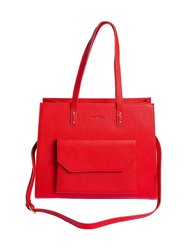 F & W STYLE Imani Large Leather Tote - Red
