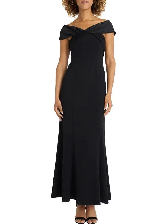 Maggy London Twist Front Off-the-shoulder Gown - Black