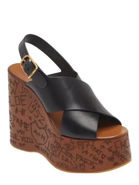 Chloé Maxime Wedge Sandal - 001 Black