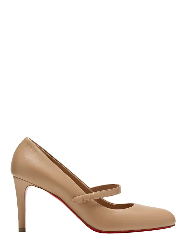 CHRISTIAN LOUBOUTIN Leather Mary Jane Pumps - Nudelin Nude