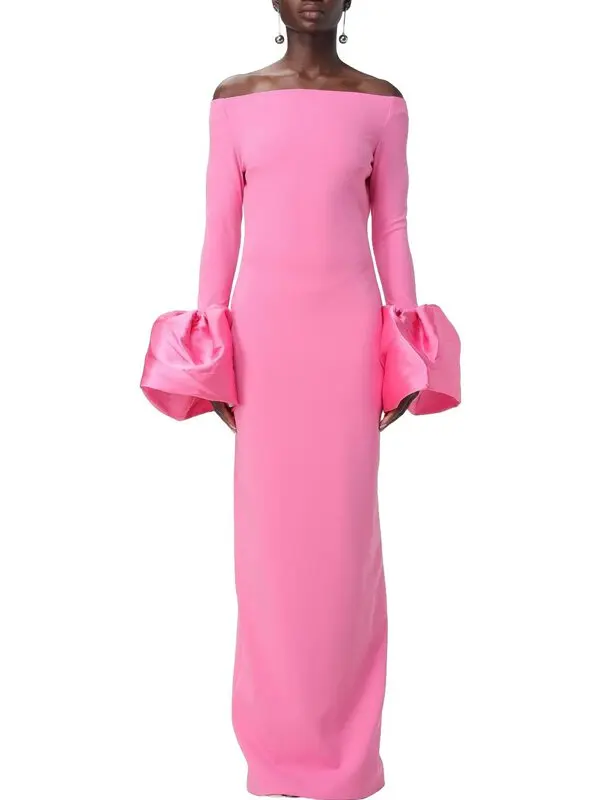 Solace London Maxi Dress With Dramatic Sleeves - Pink
