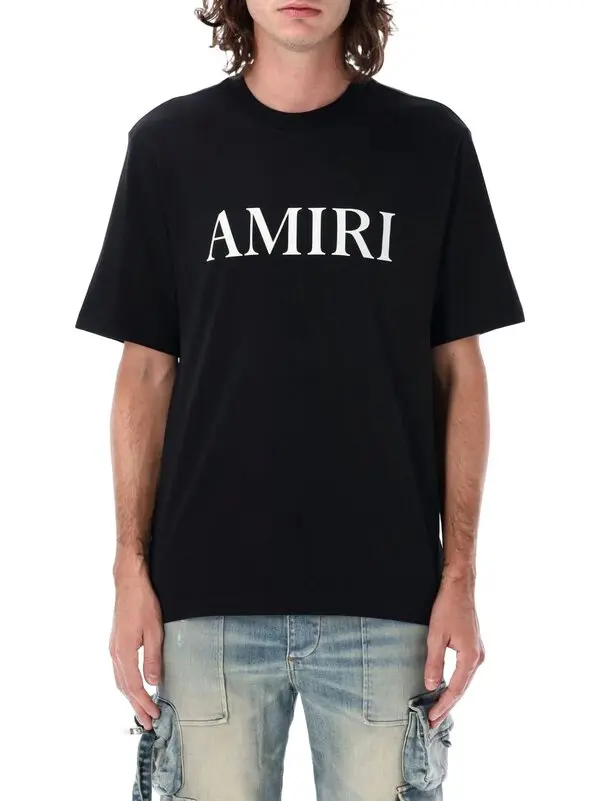 Amiri Crewneck Cotton T-shirt With Contrasting Printed Logo - Black