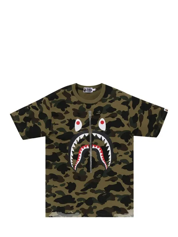 A BATHING APE 1st Camo Shark Tee - Green