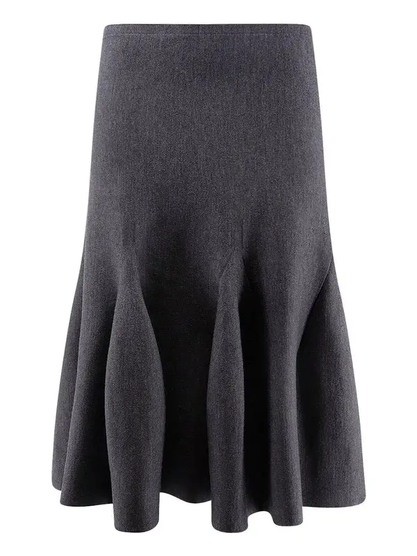 Alaïa Flared Virgin Wool Blend Skirt - Grey