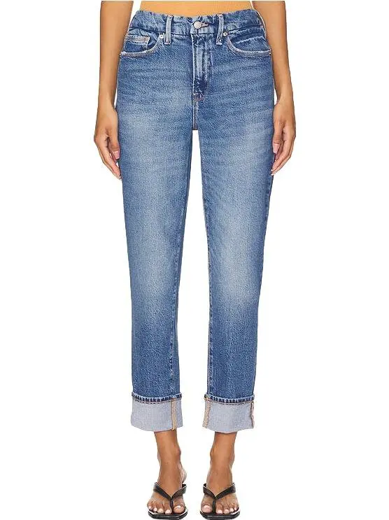 Good American The Weekend Cuffed Jeans - Denim-medium