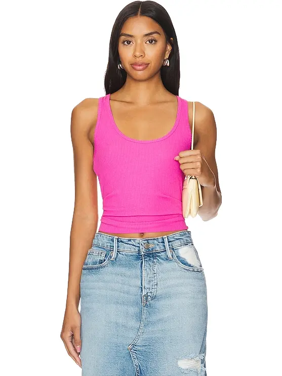 Good American Ribbed Jersey Tank - Pink Glow002