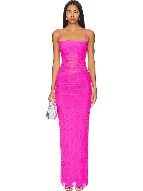 AFRM Jennan Embellished Mesh Dress - Glow Pink