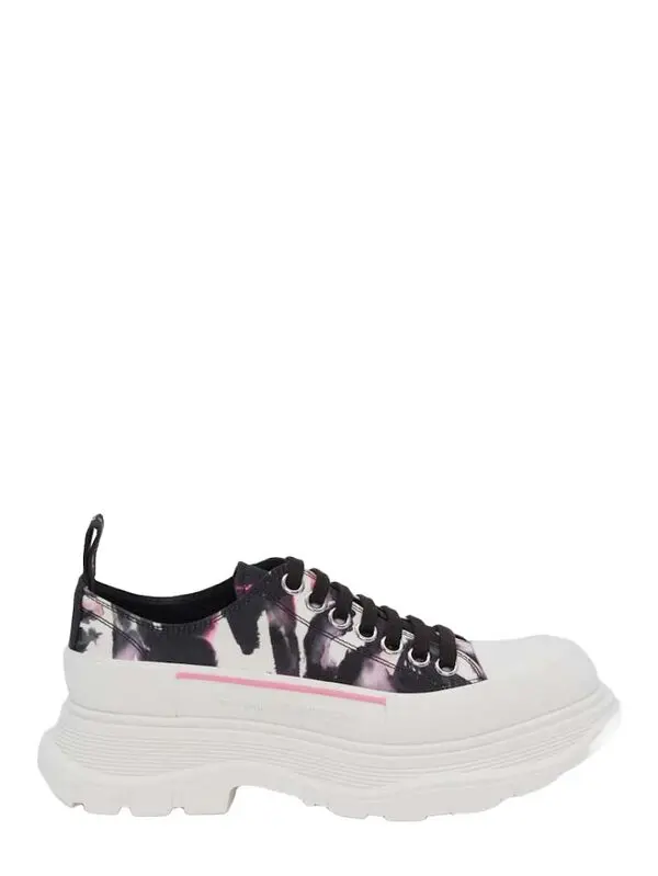 Alexander McQueen Watercolour Graffiti Tread Slick Sneakers - White/black/pink