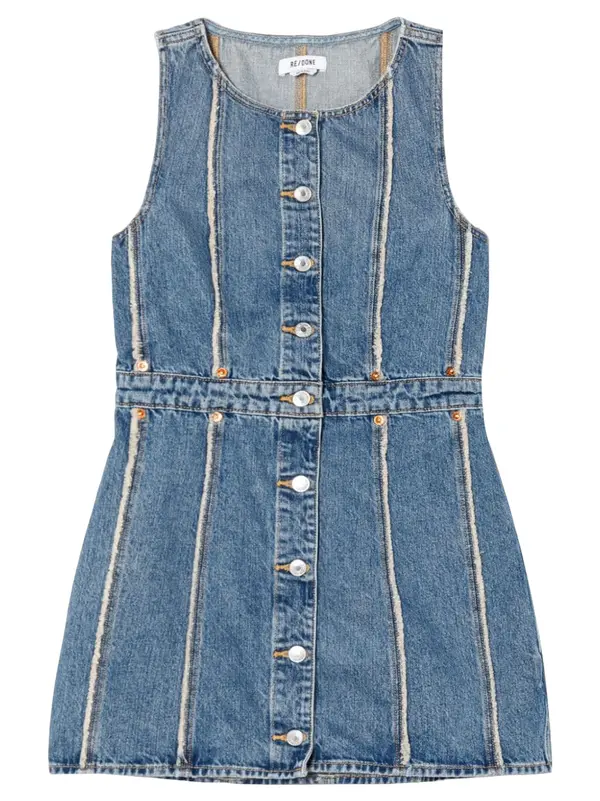 RE/DONE Frayed Denim Minidress - Blue