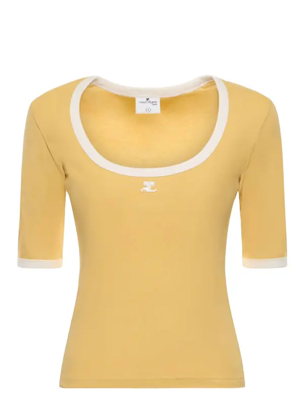 COURREGES Holistic Contrast Cotton T-shirt - Yellow